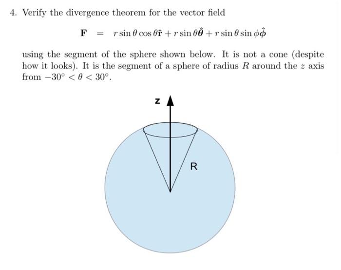 Solved 4. Verify the divergence theorem for the vector field | Chegg.com