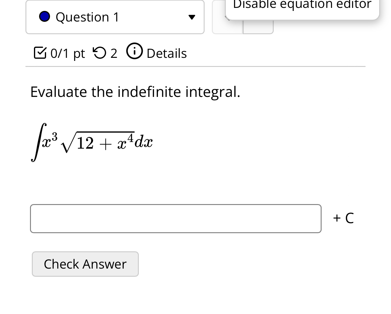 Question 1Disable equation | Chegg.com