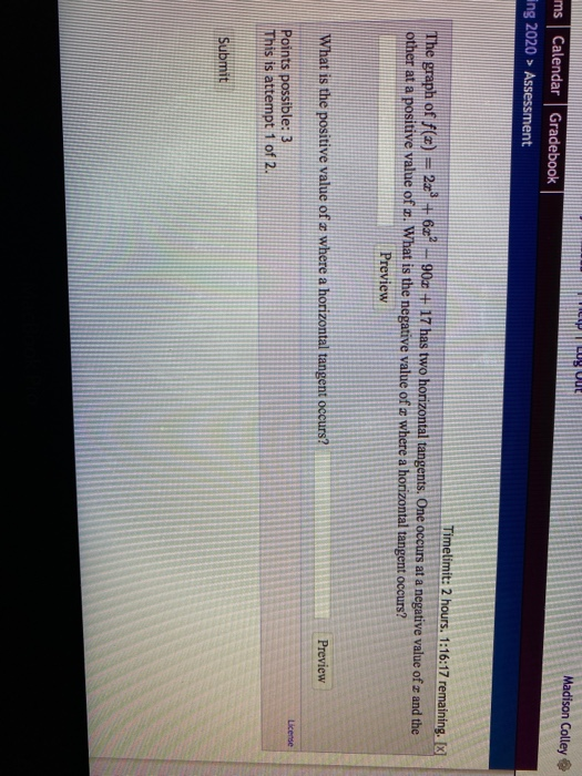 Solved Madison Colley ums Calendar Gradebook ing 2020 > | Chegg.com