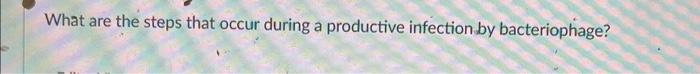 Solved What are the steps that occur during a productive | Chegg.com
