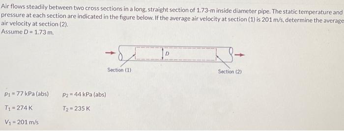 Solved Air flows steadily between two cross sections in a | Chegg.com