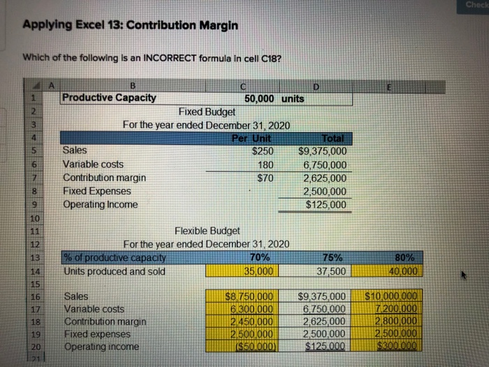 Solved Check Applying Excel 13: Contribution Margin Which of | Chegg.com