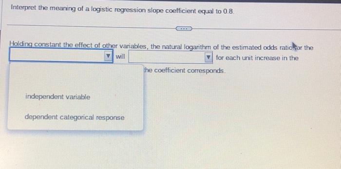 Solved Interpret the meaning of a logistic regression slope | Chegg.com