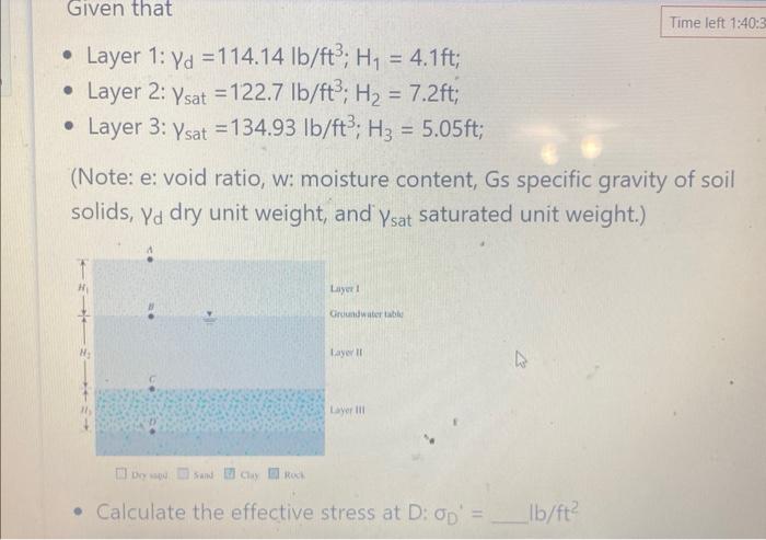 Solved - Layer 1: Vdd=114.14lb/ft3;H1=4.1ft; - Layer 2:Ysat | Chegg.com