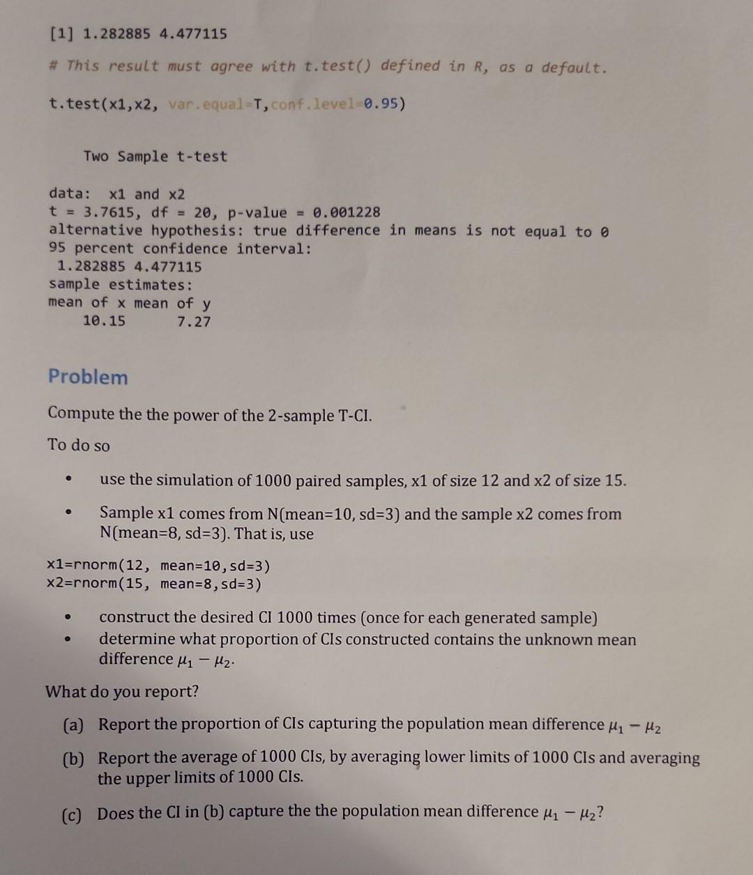 Solved Let Xi=(xi1,xi2,⋯,xini),i=1,2, be two independent | Chegg.com