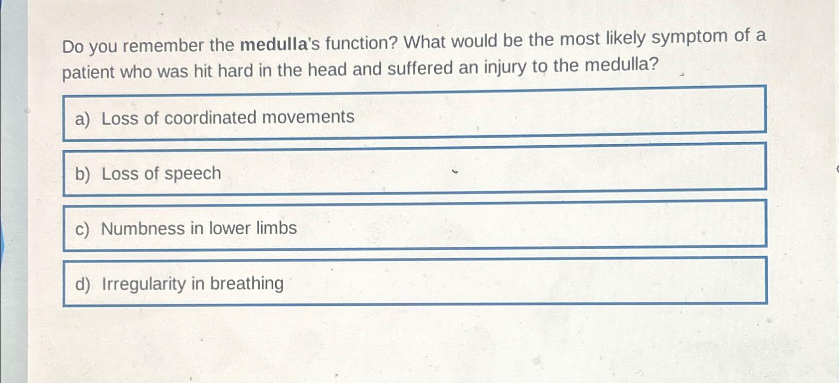 Solved Do you remember the medulla's function? What would be | Chegg.com