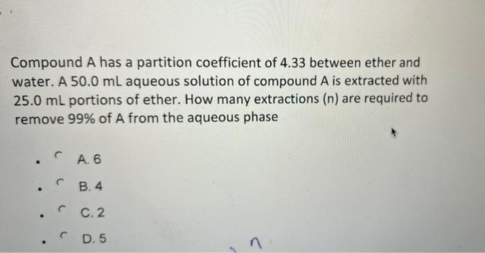 Solved Compound A has a partition coefficient of 4.33 | Chegg.com