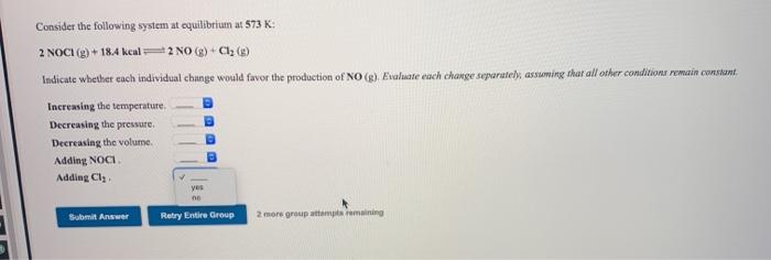 Solved Consider the following system at equilibrium at 573 | Chegg.com