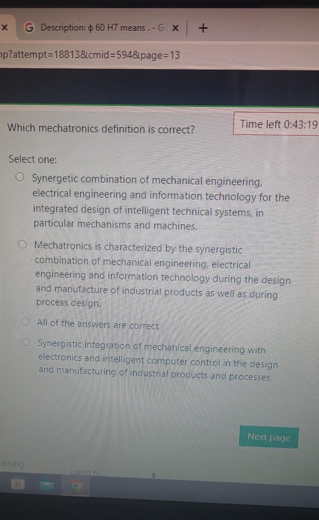 Select one: Synergetic combination of mechanical | Chegg.com