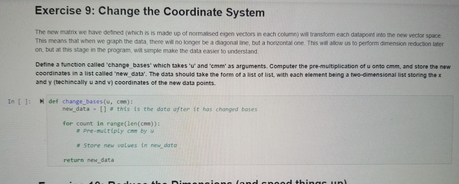 Solved Exercise 9: Change the Coordinate System The new | Chegg.com