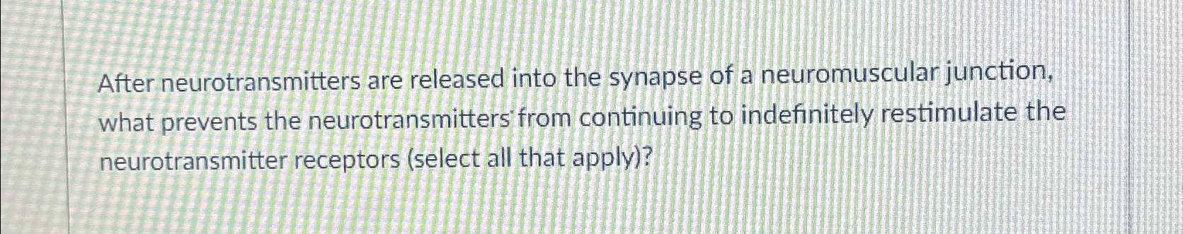 Solved After neurotransmitters are released into the synapse | Chegg.com