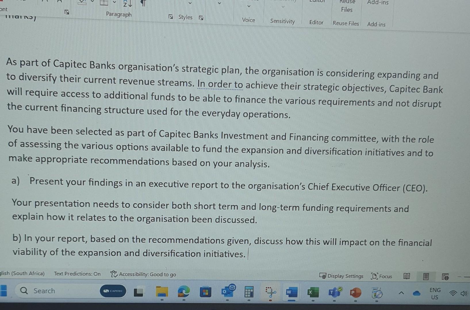 Solved As part of Capitec Banks organisation's strategic | Chegg.com