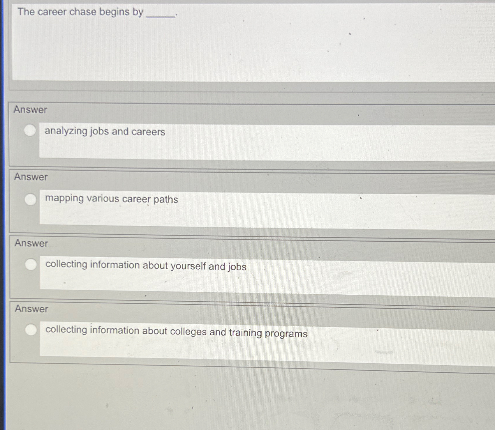 Solved The career chase begins byAnsweranalyzing jobs and | Chegg.com