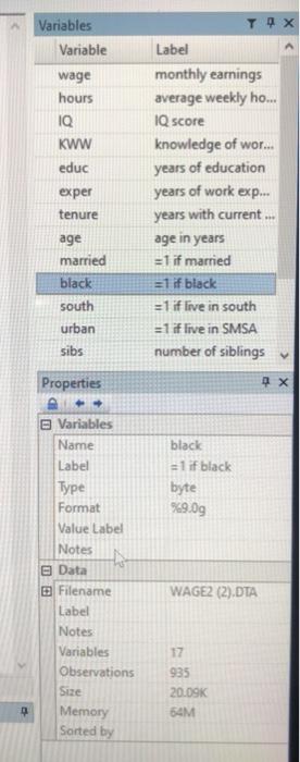 1. Use the WAGE2.dta dataset to analyze the following | Chegg.com