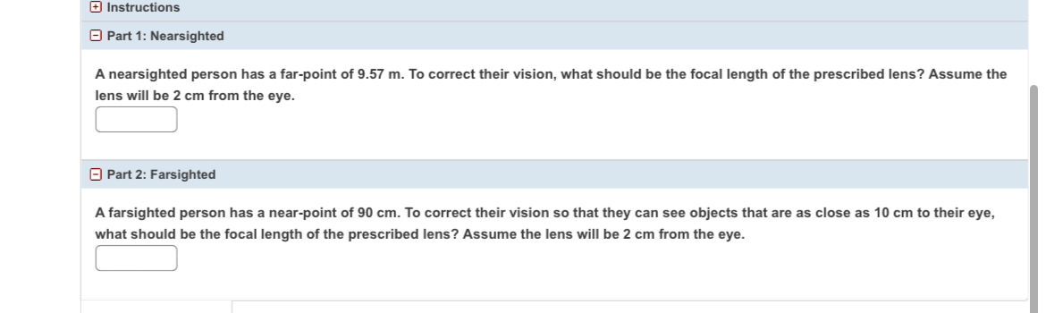 Solved InstructionsPart 1: NearsightedA nearsighted person | Chegg.com