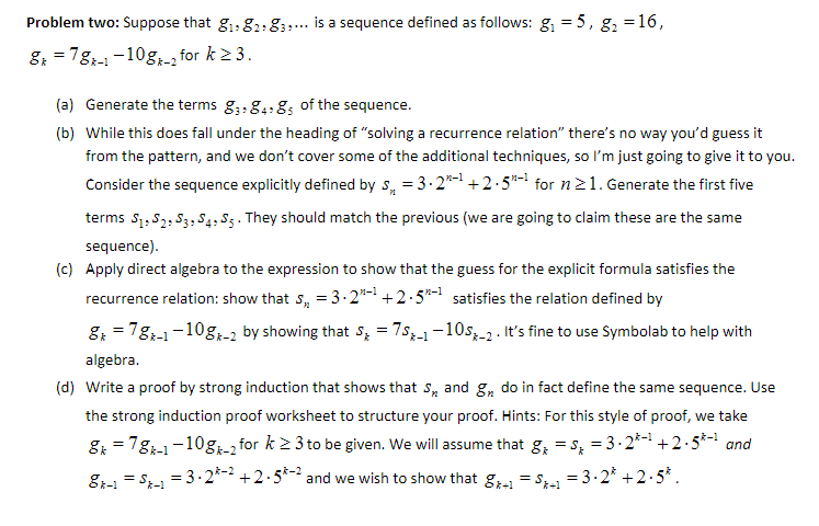 Solved Problem two: Suppose that g1,g2,g3,dots is a sequence | Chegg.com