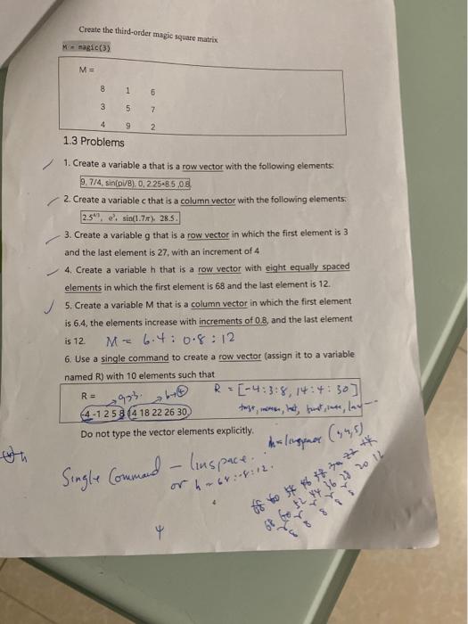 Solved Create the third-order magic square matrix Magic (3) | Chegg.com