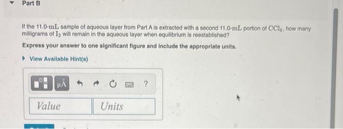 If the 11.0−mL sample of aqueous layer from Part A is | Chegg.com