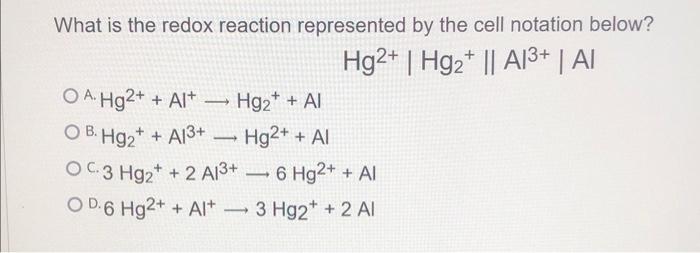 Solved What Is The Redox Reaction Represented By The Cell