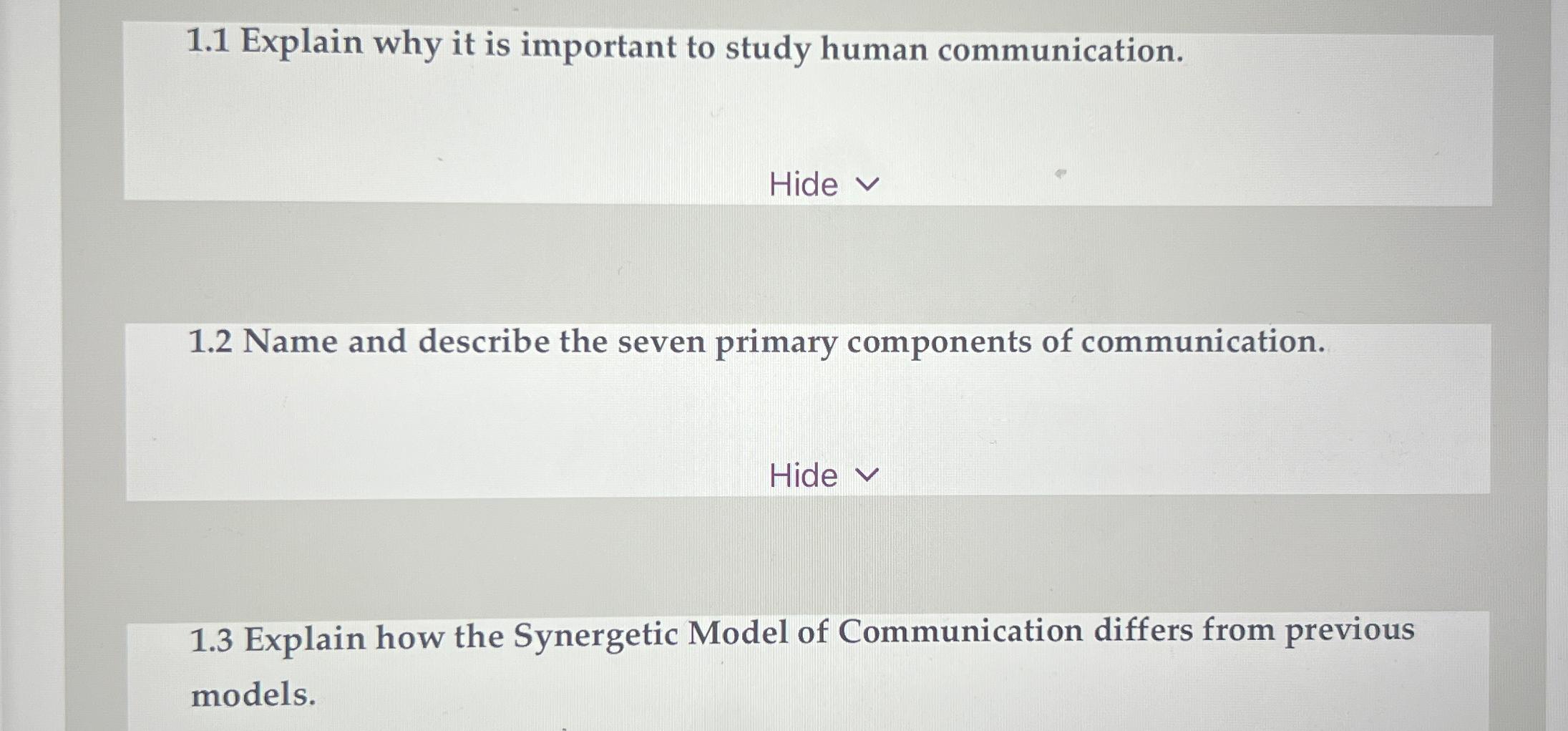 Solved 1.1 ﻿Explain why it is important to study human | Chegg.com