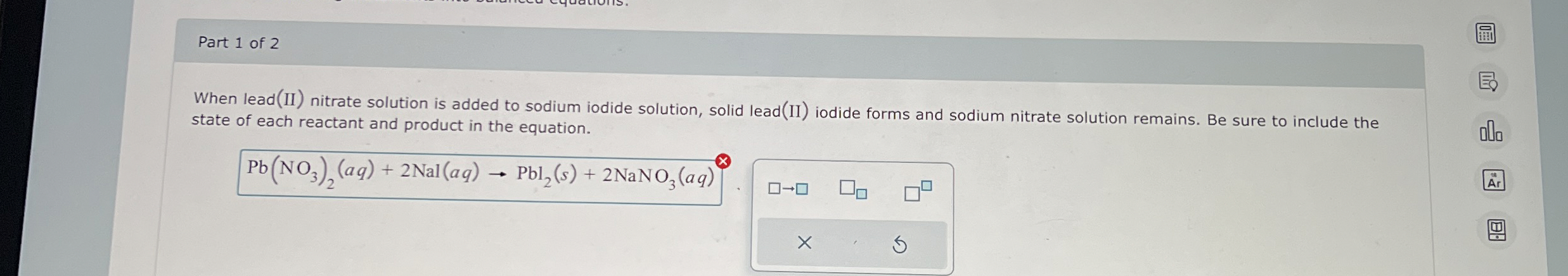 Solved Part 1 ﻿of 2when Lead Ii ﻿nitrate Solution Is Added