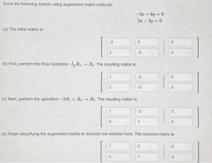 Solved Solve the following system using augmented matrix | Chegg.com