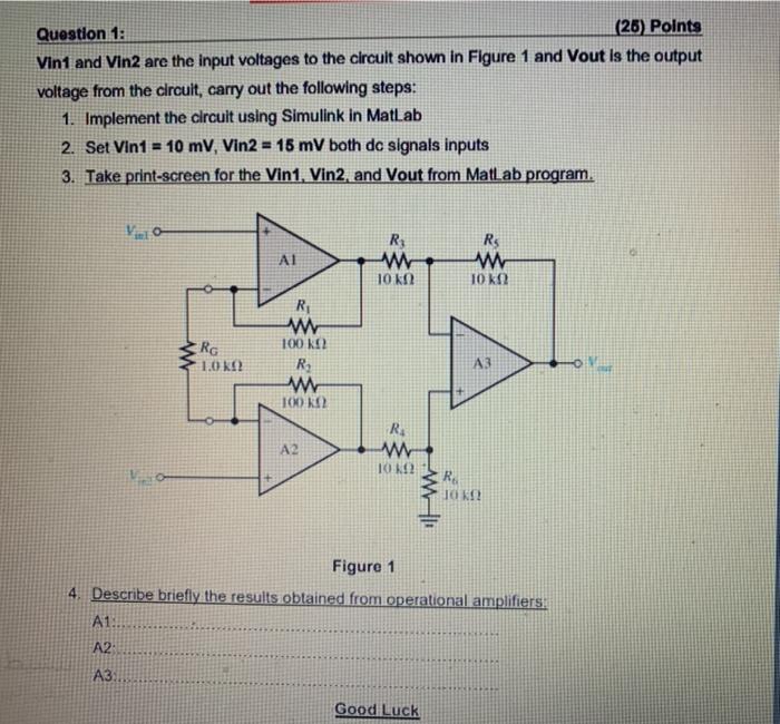 Solved Question 1: (26) Points Vin1 and Vin2 are the input | Chegg.com
