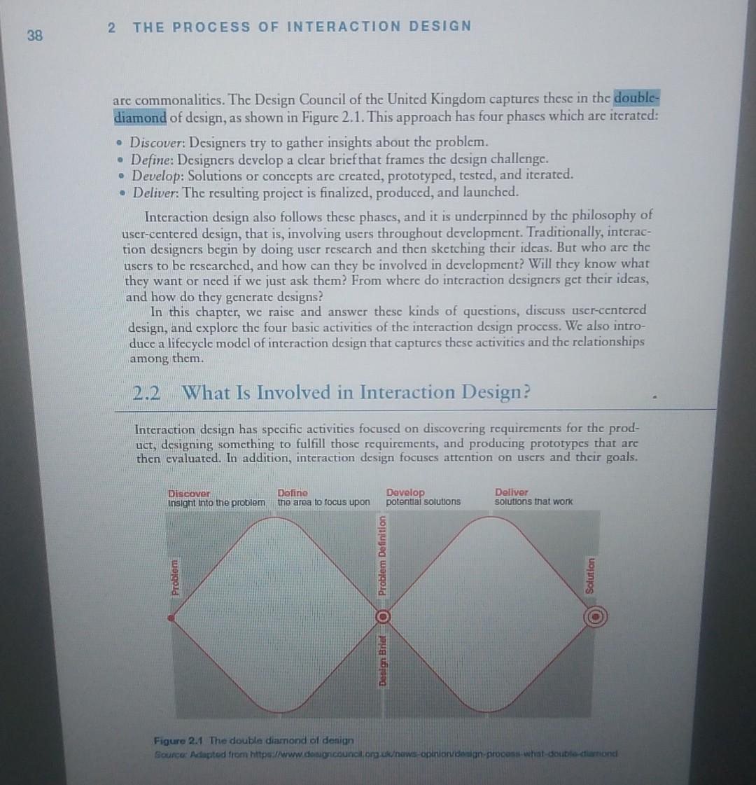 Solved 2. THE PROCESS OF INTERACTION DESIGN 38 arc | Chegg.com