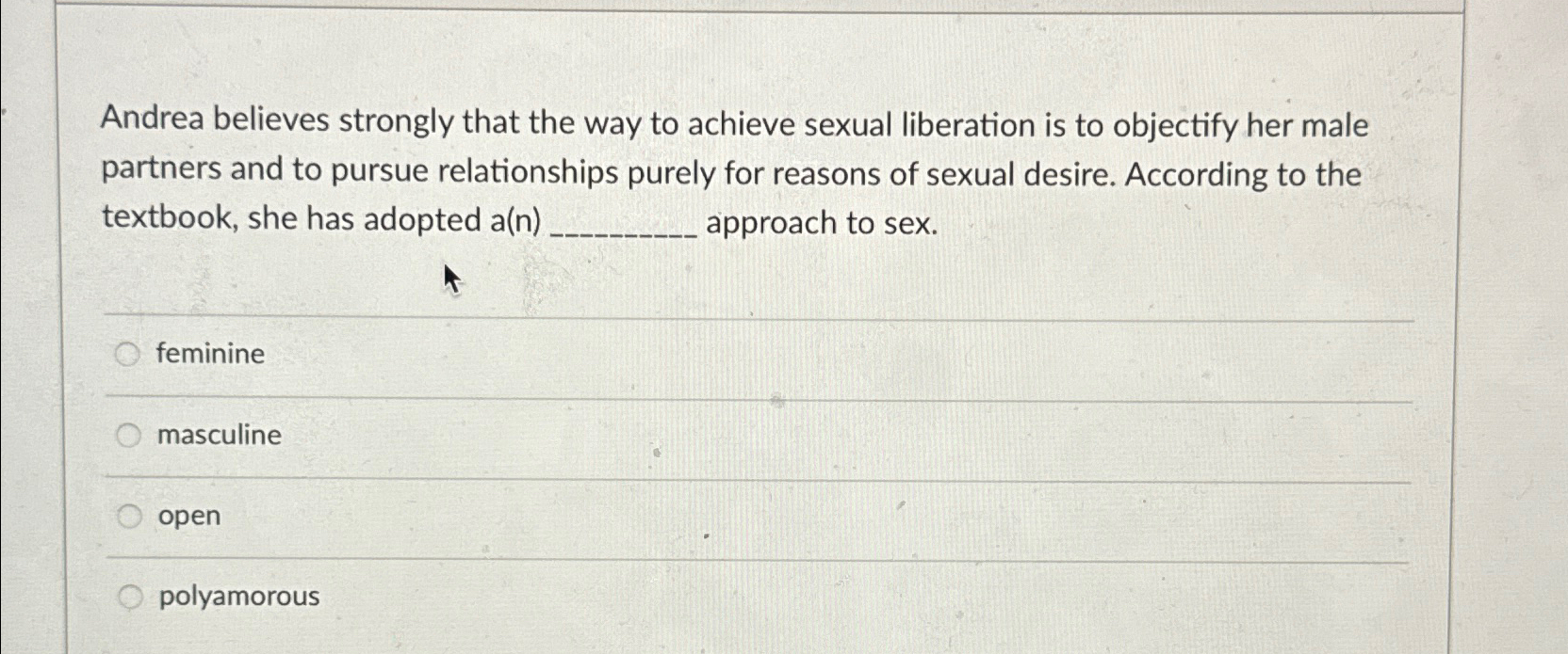 Solved Andrea believes strongly that the way to achieve | Chegg.com