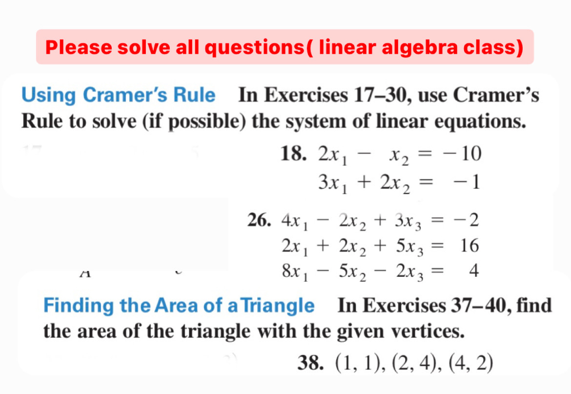 Solved Please solve all questions( ﻿linear algebra | Chegg.com