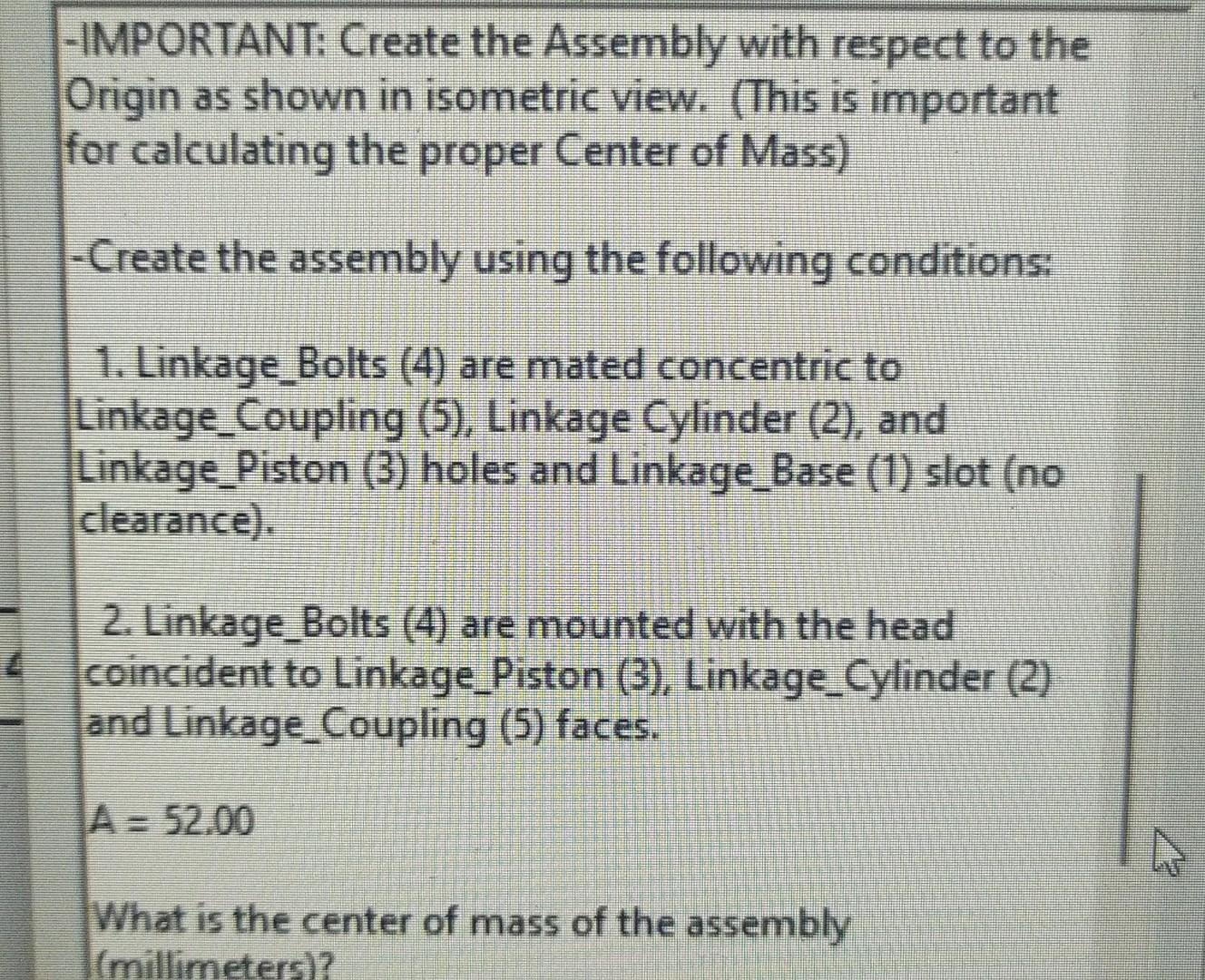 Solved E20301: Build this assembly in SOLIDWORKS (Linkage | Chegg.com