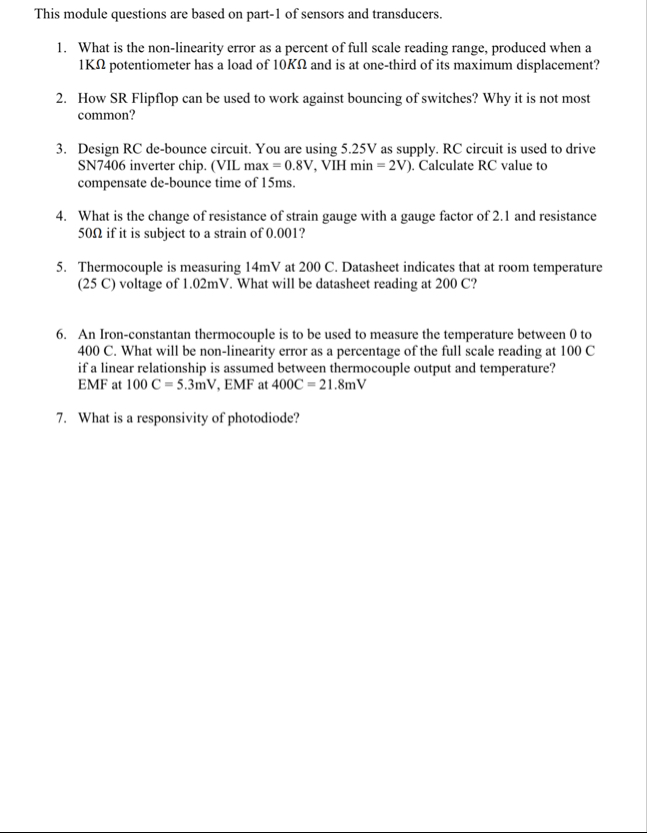 Solved This module questions are based on part-1 ﻿of sensors | Chegg.com