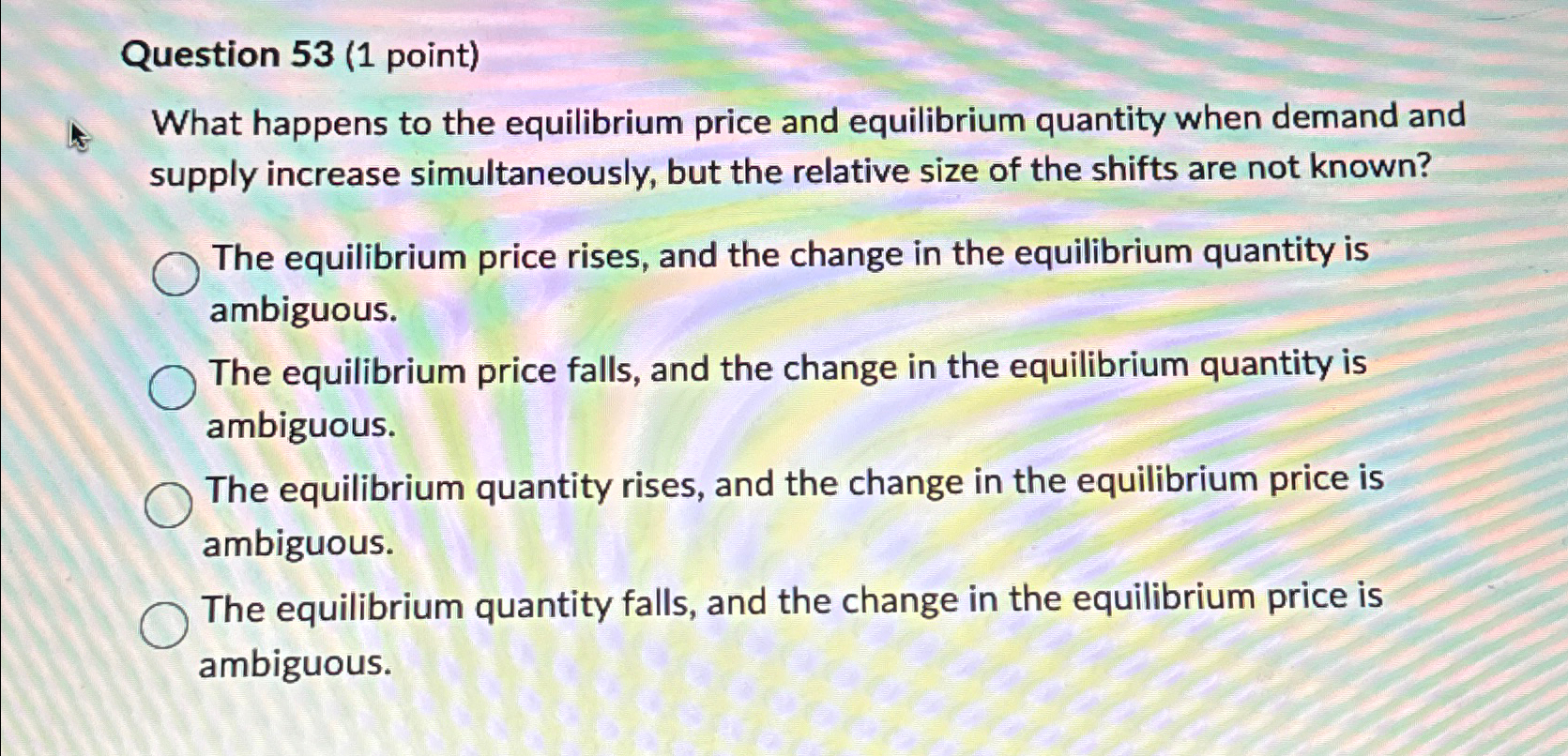 Solved Question 53 (1 ﻿point)What happens to the equilibrium | Chegg.com