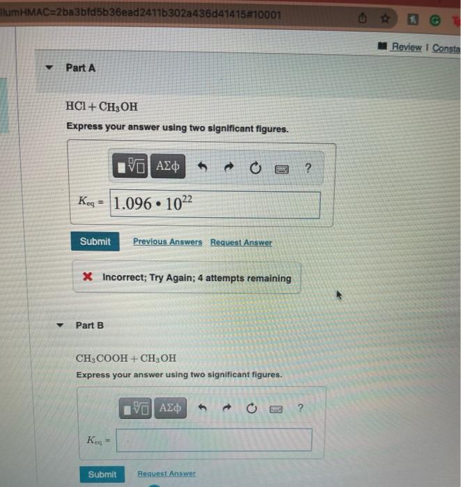 Part C CH3NH2 + CH3OH Express your answer using two | Chegg.com