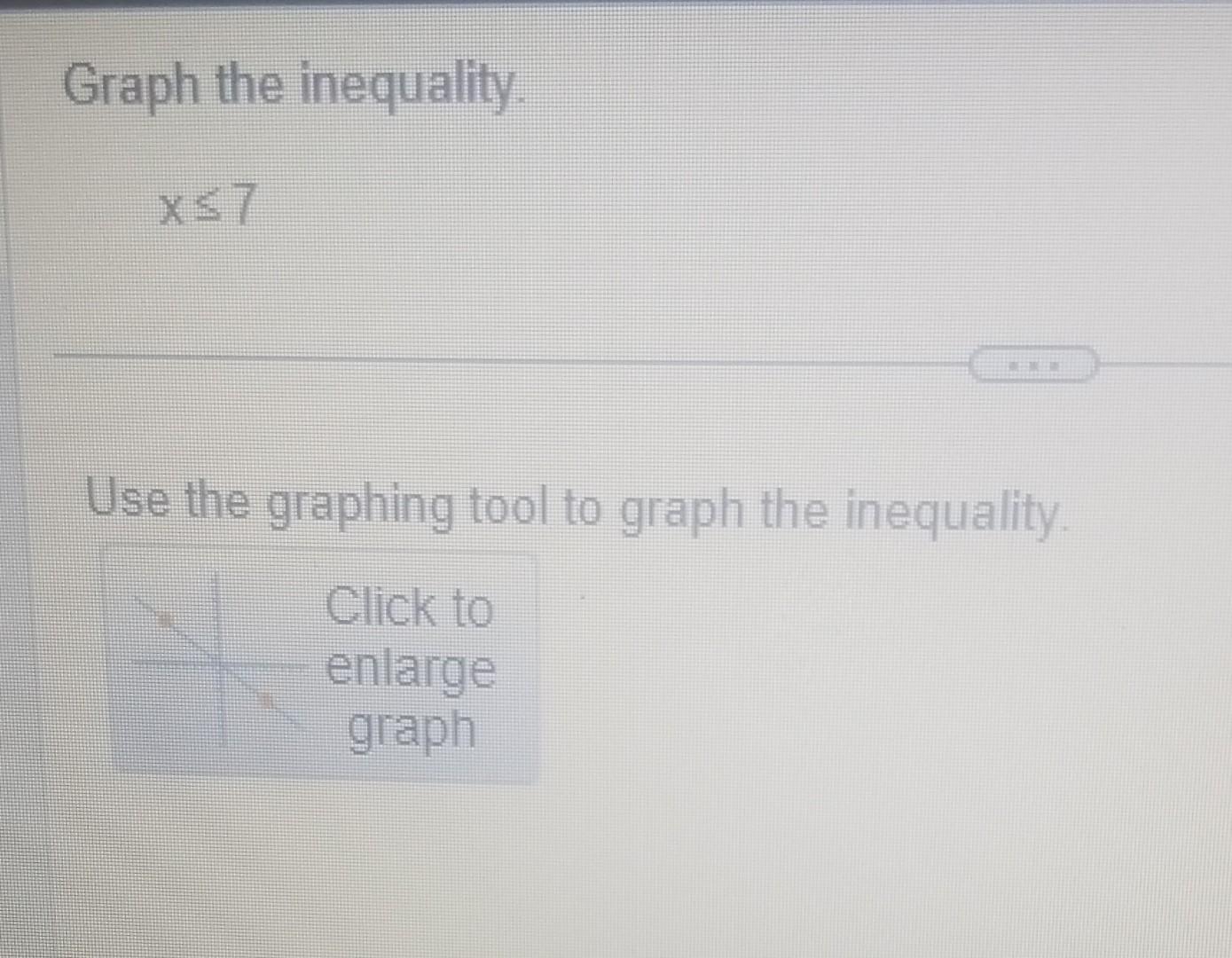 Solved Graph the inequality. x≤7 Use the graphing tool to | Chegg.com