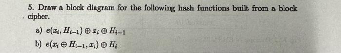 Solved 5. Draw a block diagram for the following hash | Chegg.com