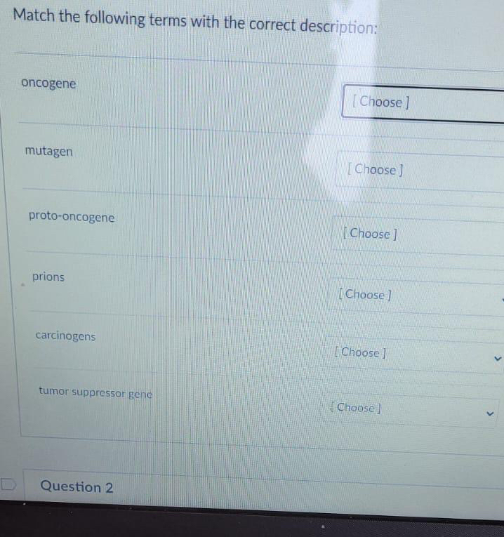 Solved Match the following terms with the correct | Chegg.com