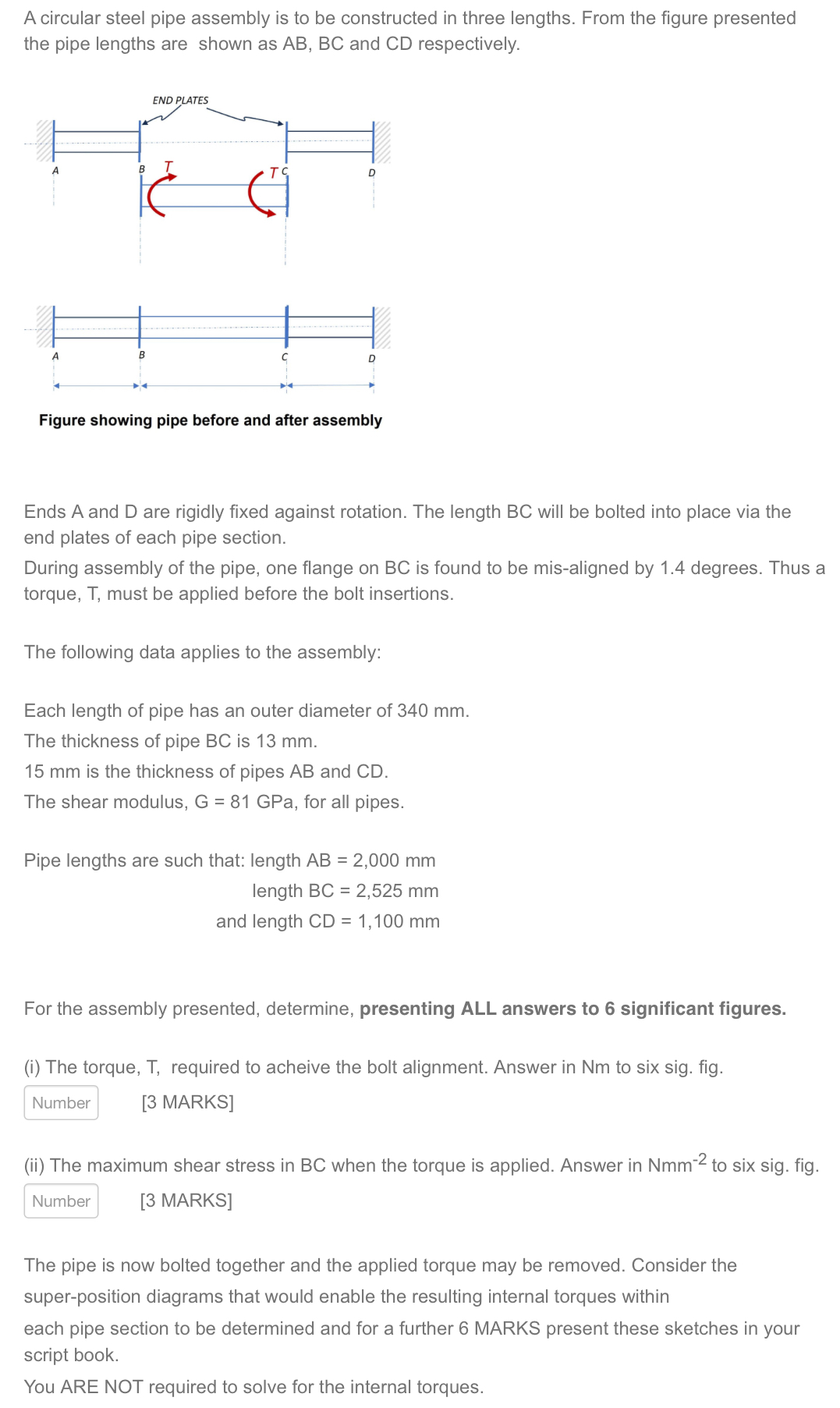 Solved A circular steel pipe assembly is to be constructed | Chegg.com