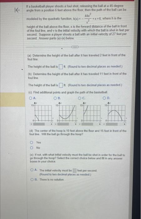 Solved If a basketball player shoots a foul shot, releasing | Chegg.com