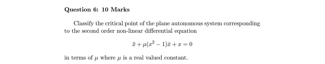 Solved Classify the critical point of the plane autonomous | Chegg.com
