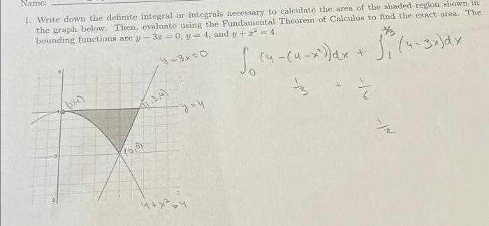 Solved 1. Write down the definite integral or integrals | Chegg.com