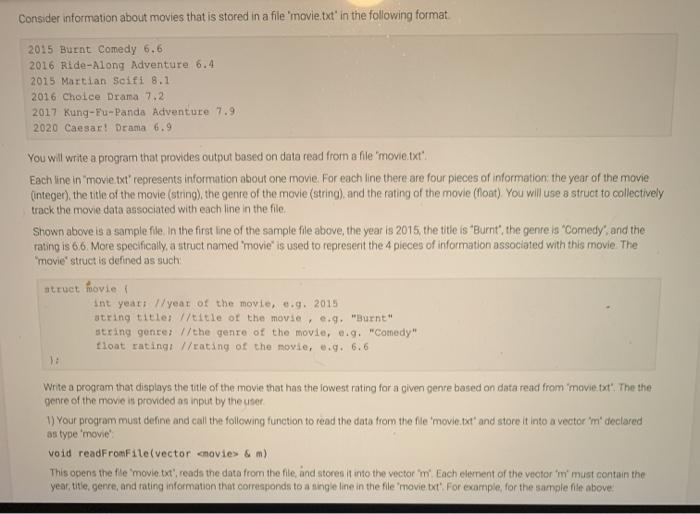 Solved Consider information about movies that is stored in a | Chegg.com