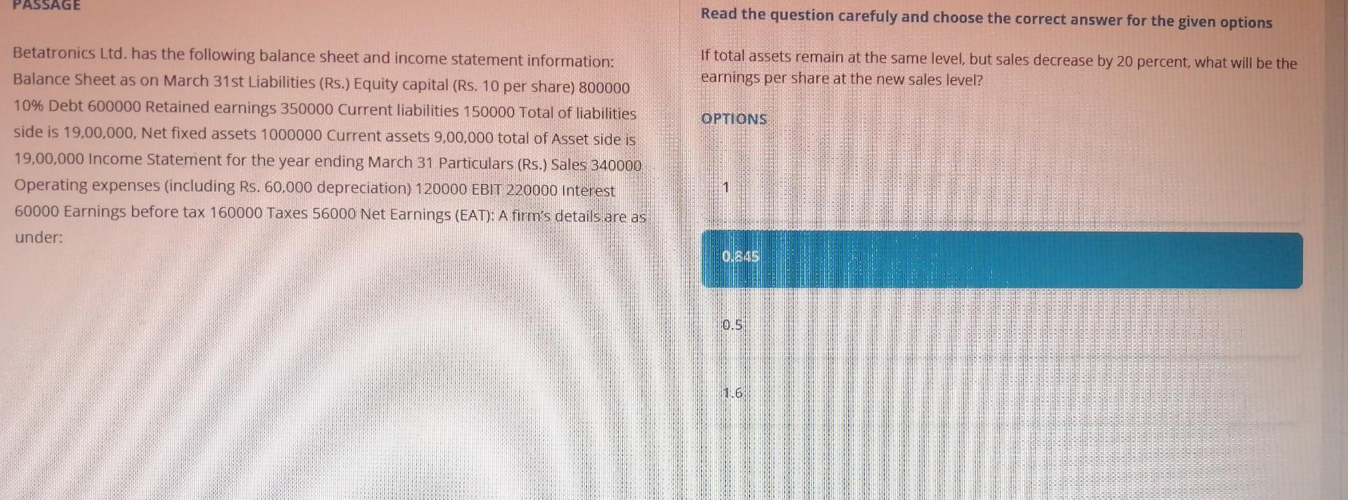 Solved PASSAGE Betatronics Ltd. has the following balance | Chegg.com