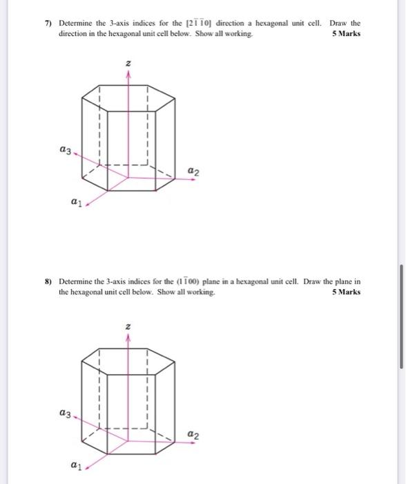 Solved 7) Determine the 3-axis indices for the [2110] | Chegg.com