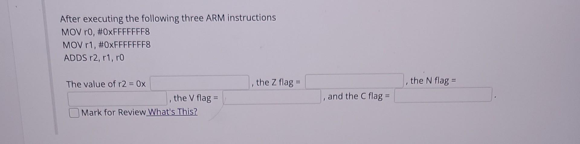 Solved After executing the following three ARM instructions | Chegg.com