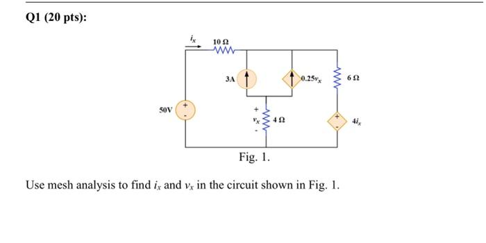 Solved Use mesh analysis to find ix and vx in the circuit | Chegg.com