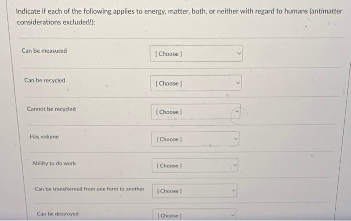 Solved Indicate if each of the following applies to energy, | Chegg.com