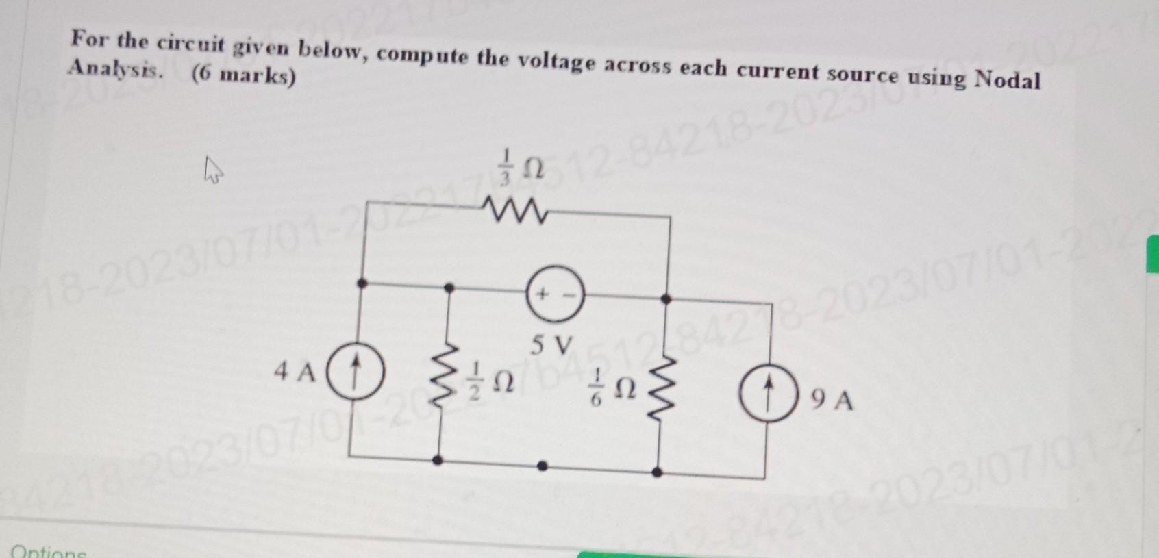 Solved For the circuit given below, compute the voltage | Chegg.com