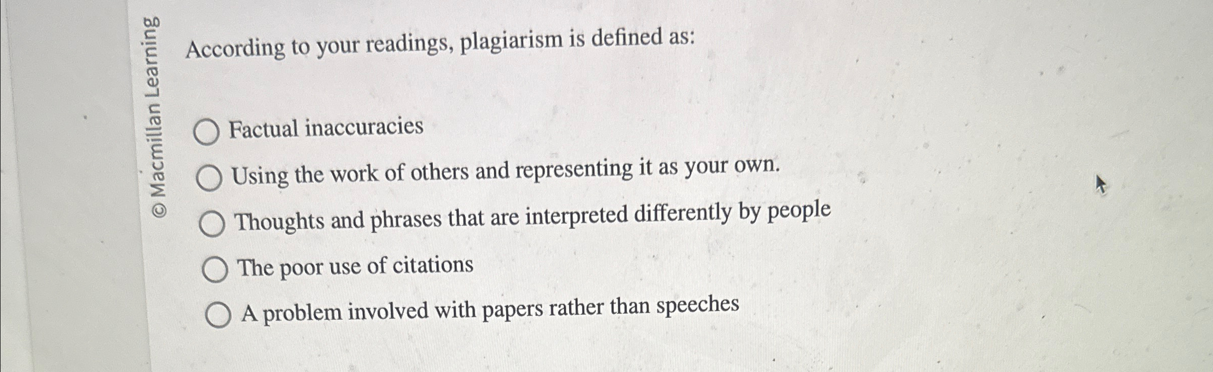 Solved According to your readings, plagiarism is defined | Chegg.com
