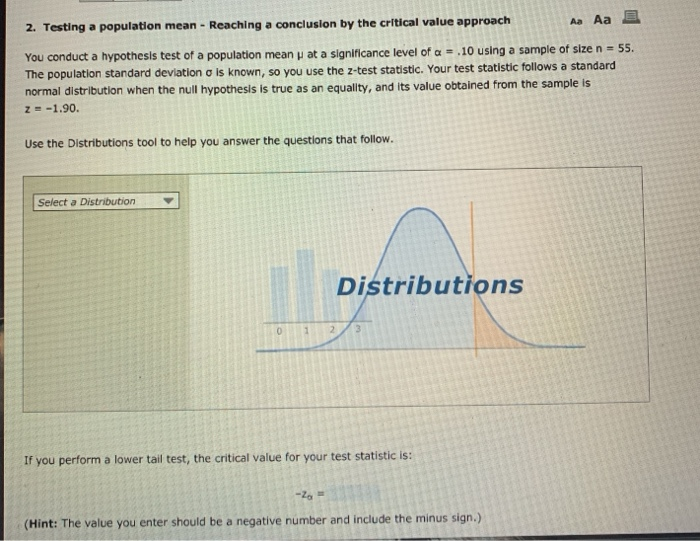 Solved 2 Testing A Population Mean Reaching A Conclusion